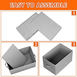 MISSLO 6 Pack Closet Storage Bins for Shelves with Label Holders Linen Closet Storage Basket for Organizing Clothes Organizers Non-Metal Fabric Storage Bin Organizer, Gray