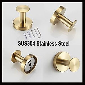 Orlif Bath Towel Hooks,4 Pack SUS304 Stainless Steel Robe Coat Robe Clothes Hook，Heavy Duty Wall Hook for Bathroom & Kitchen Garage Hotel Wall Mounted (Gold)