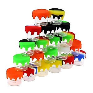 Glass Concentrate Container with Silicone Lids 48-Pack 6ml Round No-Neck Storage Jar for Oil, Lip Balm, Wax, Cosmetics by ooDuo, Multi