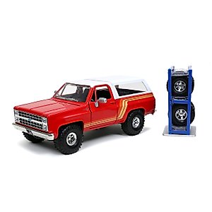 Jada Toys Just Trucks 1:24 1980 Chevy Blazer with Rack Die-cast Car Red, Toys for Kids and Adults