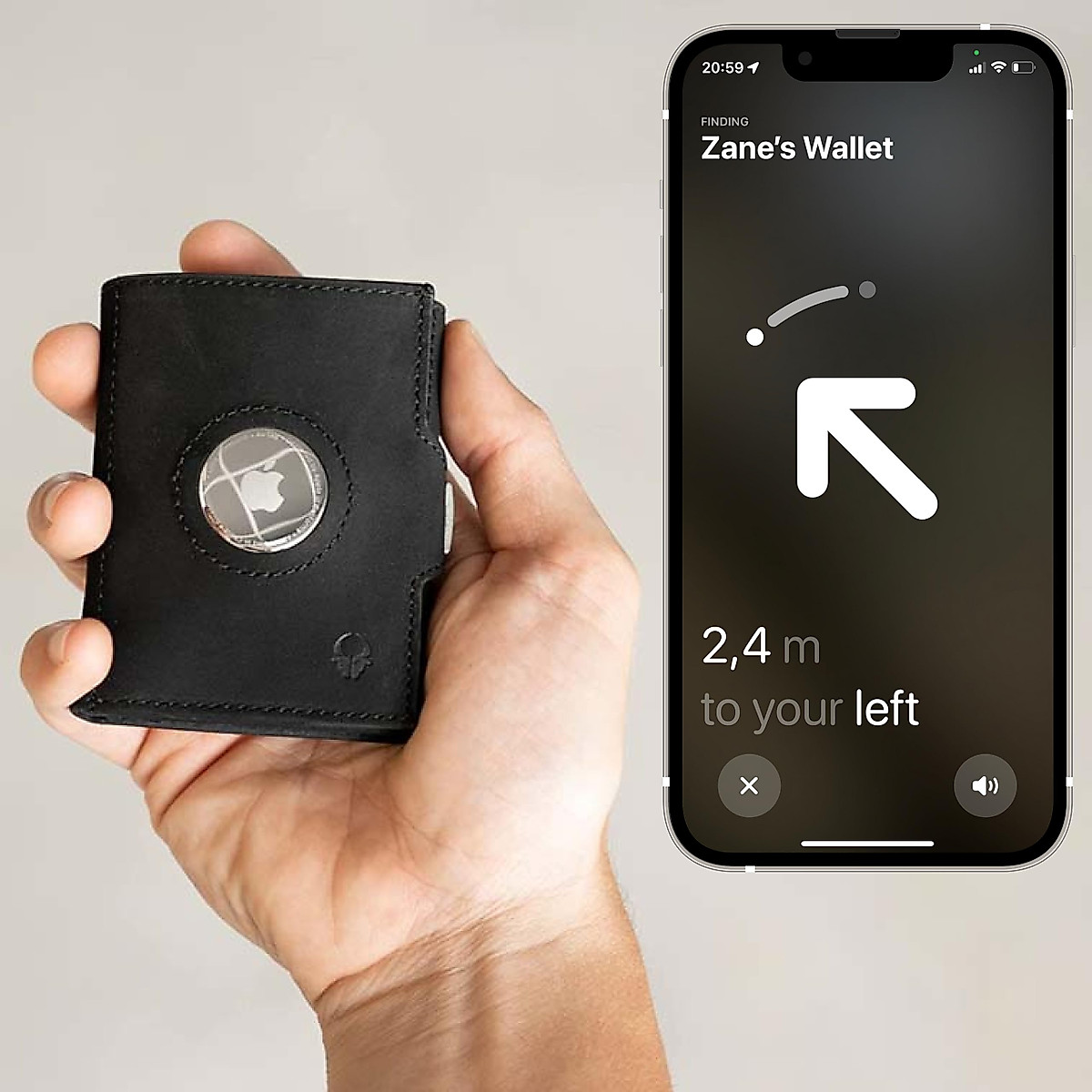 DONBOLSO Wallet Air I Slim AirTag Wallet with Apple AirTag Holder I Stylish Leather Card Holder with RFID Protection I For Men and Women I Holds up to 11 Credit Cards I Vintage Black