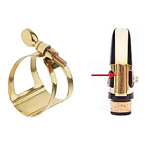 Jiayouy Brass Sax Ligature Soprano Saxophone Mouthpiece Ligature Fastener - Gold Plated