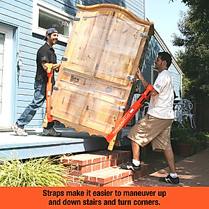 Forearm Forklift 2-Person Lifting and Moving Straps; Lift, Move and Carry Furniture, Appliances, Mattresses or Any Item up to 800 lbs. Safely and Easily Like a Pro, Orange