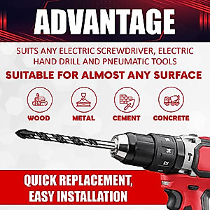 wesleydrill Masonry Drill Bit Set 5 pcs 1/4"-1/2" Concrete Drill Bit Set Fit for Home DIY Building and Engineering Suitable for Electric Drill or Professional Drill