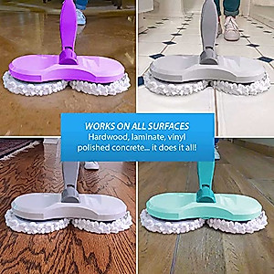 Hover Scrubber Max Cordless Electric Mop with Motorized Dual Spin Mopheads, 4 Super Absorbent Microfiber Pads & 2 Power Wedges, Lightweight Rechargeable Mops for Floor Cleaning (Grey)