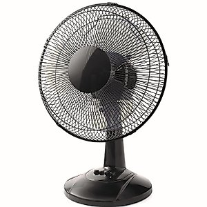 PELONIS Black 12" Oscillating 3-Speed Table Fan for Home and Office Whisper Quiet Operation (12", FT30-8MBBV) (Renewed)