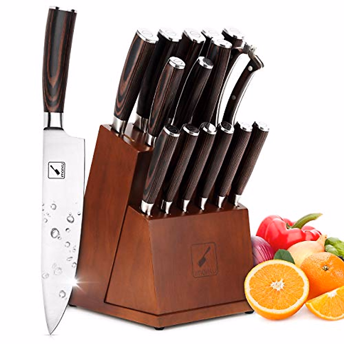 Knife Set, imarku 16-Piece Premium Kitchen Knife Set, Ultra Sharp Japanese Stainless Steel Knife Set with Block and Knife Sharpener, All-in-one Practical Knives Set for Kitchen, Father Day Gifts