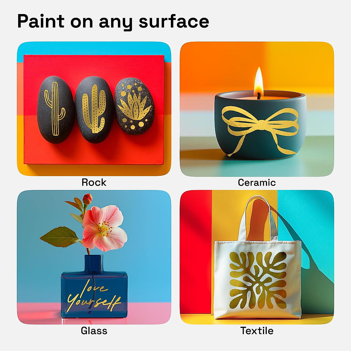 ARTISTRO 2 Gold Acrylic Paint Pens, Acrylic Paint Markers Dual Tip (Fine 1mm + Dot 5mm), Acrylic Markers for Fabric, Canvas, Rock, Glass, Wood, Paper, DYI, Paint Markers for Kids and Adults