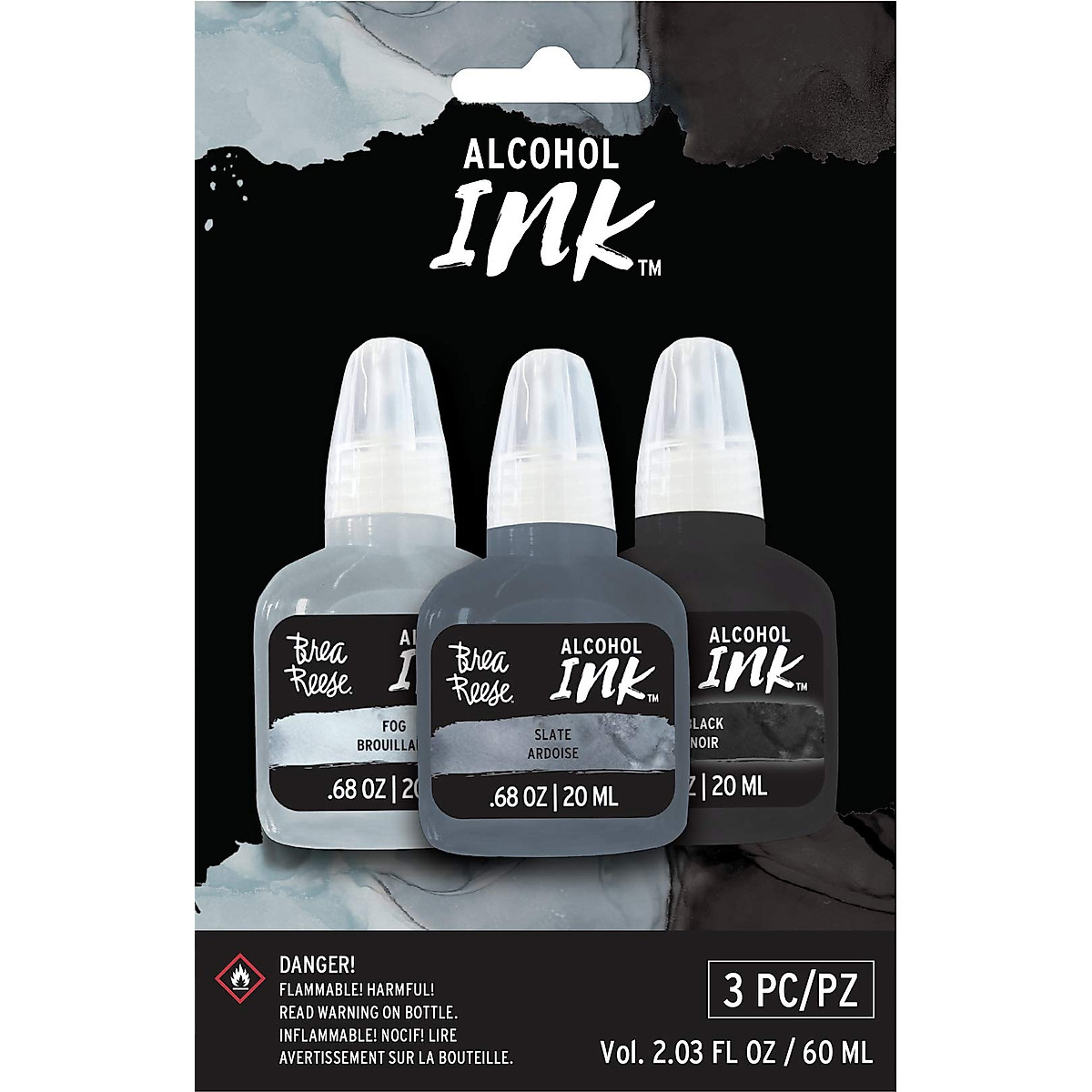 Momenta Brea Reese Alcohol Inks 20ml 3/Pkg-Fog/Slate/Black