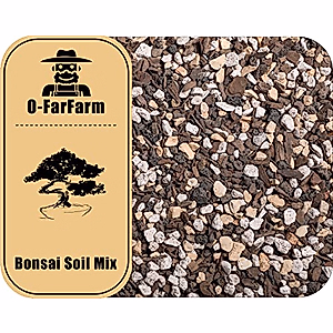 O-FarFarm Bonsai Soil Mix Ready to Use 4 Quart, Fast Draining All Purpose Potting Soil for Bonsai Tree, Ideal for Root Development, Made from Akadama, Lava Rock, Pumice and Pine Barks