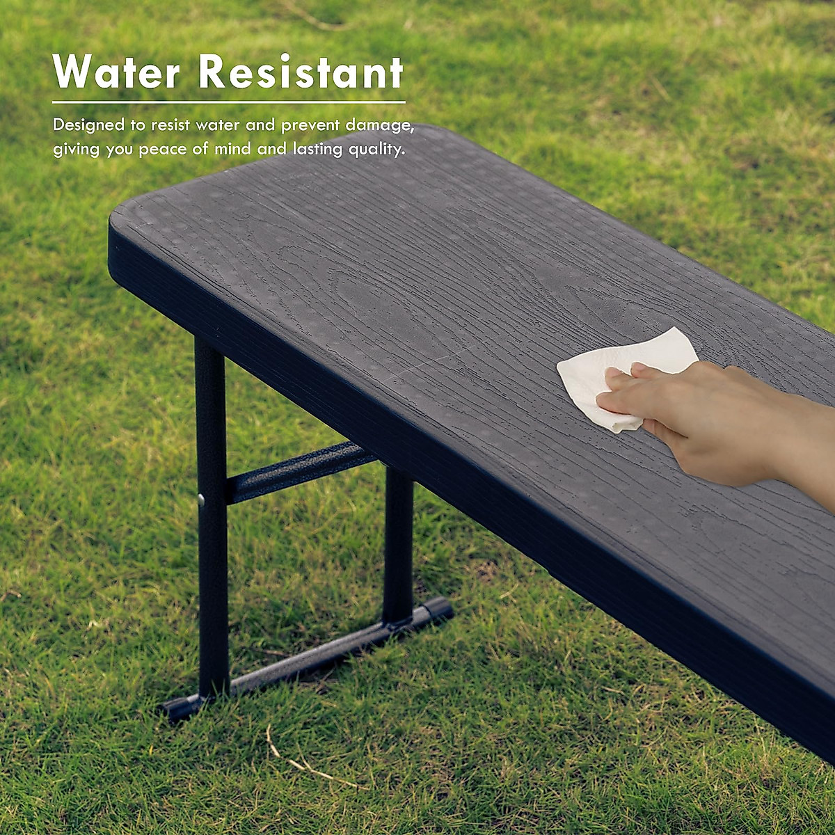 Portable Folding Benches 6ft 2 Pack, Durable Folding Chairs for Indoor and Outdoor Use, Ideal Foldable Bench for Picnic Camping Garden - Lightweight Compact Easy Storage