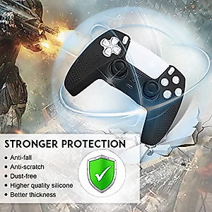 SIKEMAY [2 Pack] PS5 Controller Skin, Anti-Slip Thicken Silicone Protective Cover Case Perfectly Compatible with Playstation 5 Dualsense Controller Grip with 8 x Thumb Grip Caps