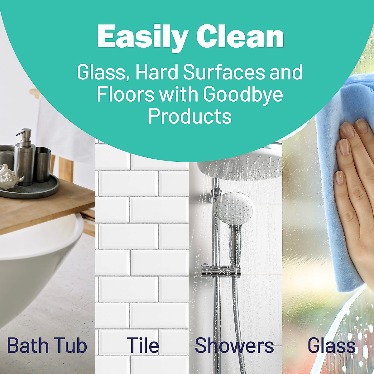 Goodbye Naturally Glass Cleaner, All Surface Cleaner and Floor Cleaner, Safe and Effective All Natural Cleaning Products, 14 oz Continuous Spray Cans, 3 Pack