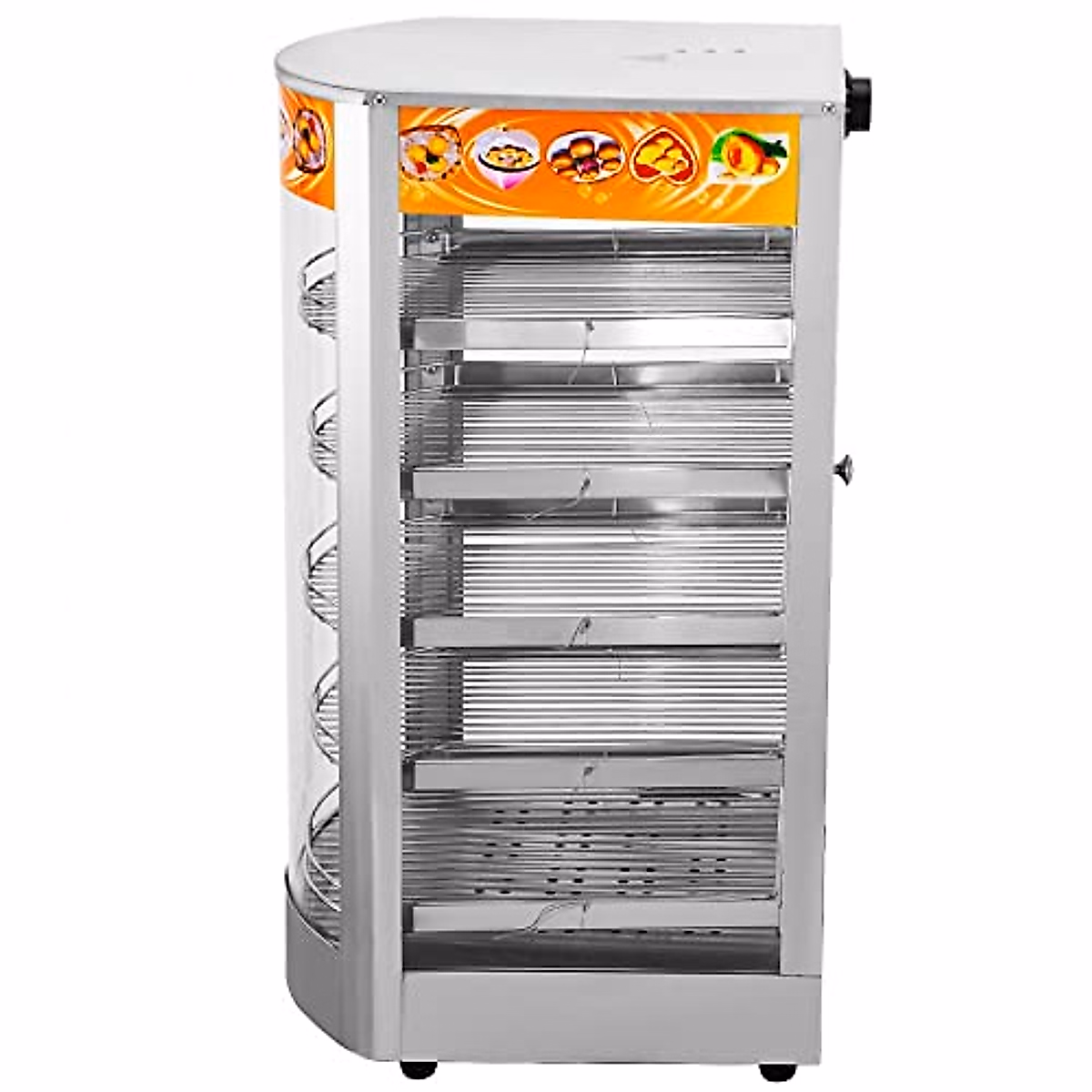 Commercial Food Warmer Display 5-Tier Pizza Warmer Cabinet with Tempered-Glass Door and Free Accessories