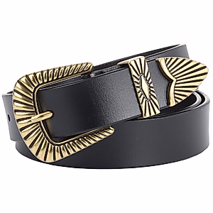 ALAIX Belts for women Women's Belts Silver Gold Buckle leather belts Black Western belts Jeans Pants belts for women
