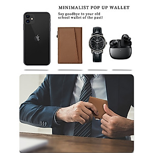 TOYFID Minimalist Wallets for Men,Slim Wallets for Men,Pop Up Wallet,Credit Card Leather Minimalist Wallet,Minimalist Wallet for Business Men,Leather Men's Wallets,RFID Blocking Protection