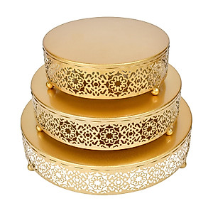 Adorabby Golden 3-Tier Metal Cake Stand - Cake Stand Set Wedding, Dessert Table Decor, 3-Piece Combination, Iron Art, Elegant and Decorative(Gold)