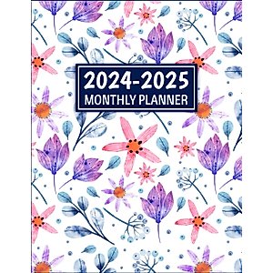 2024-2025 Monthly Planner: Simple 2 Years Schedule Organizer from January 2024 to December 2025 (Pretty Floral Cover)