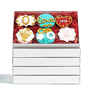 RomanticBaking 50 Pack Small Cookies Boxes with Window 9 1/2" x 6" x 1 1/4" Pastry Bakery Boxes for Macaron,Cakesicle,ricek rispy treats, Browine