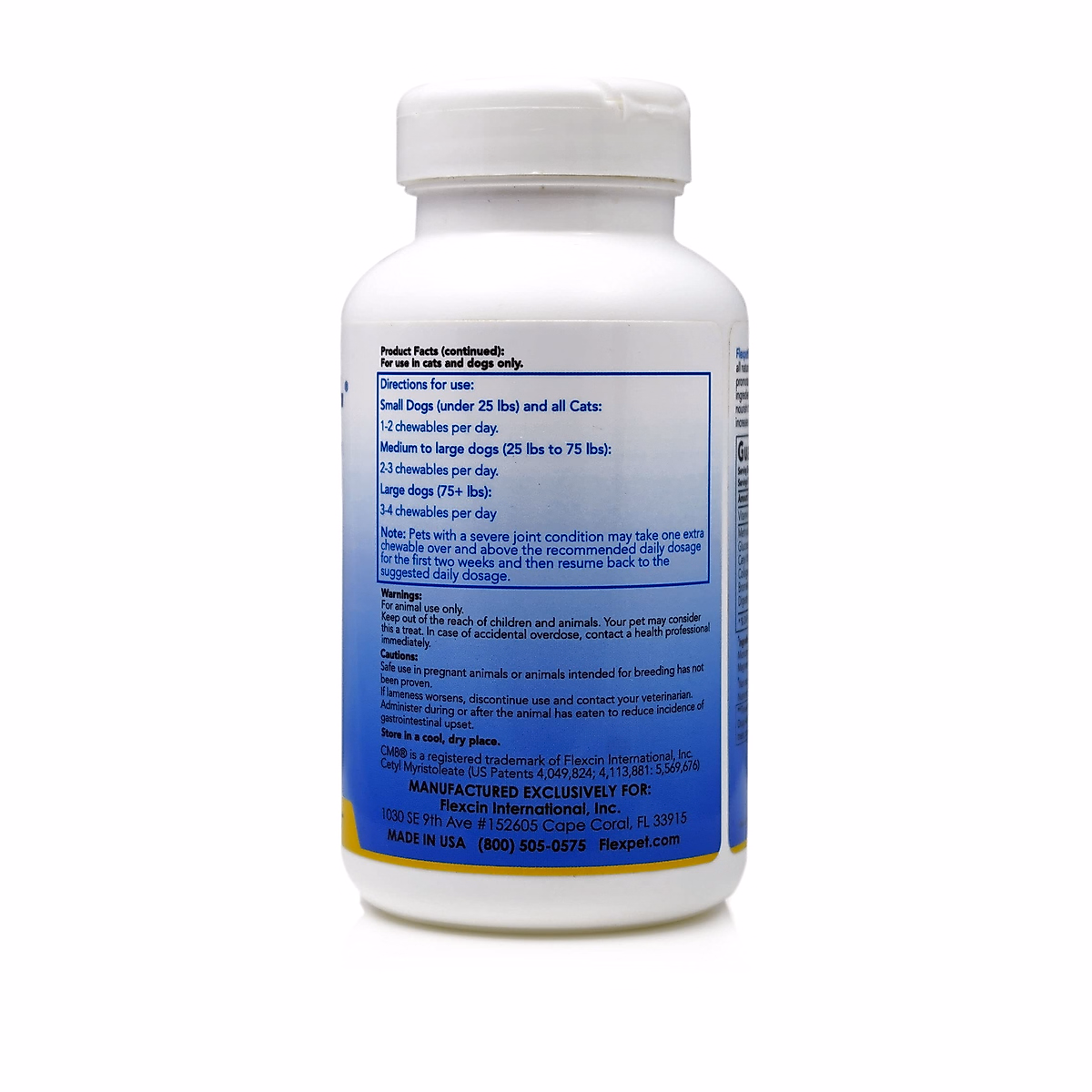 Flexpet with CM8 Chewable Tablets for Joint Pain Relief in Dogs; Hip & Joint Pain Supplement Containing Cetyl Myristoleate (CM8) & Glucosamine: Single Bottle - 60 Chewable Tablets