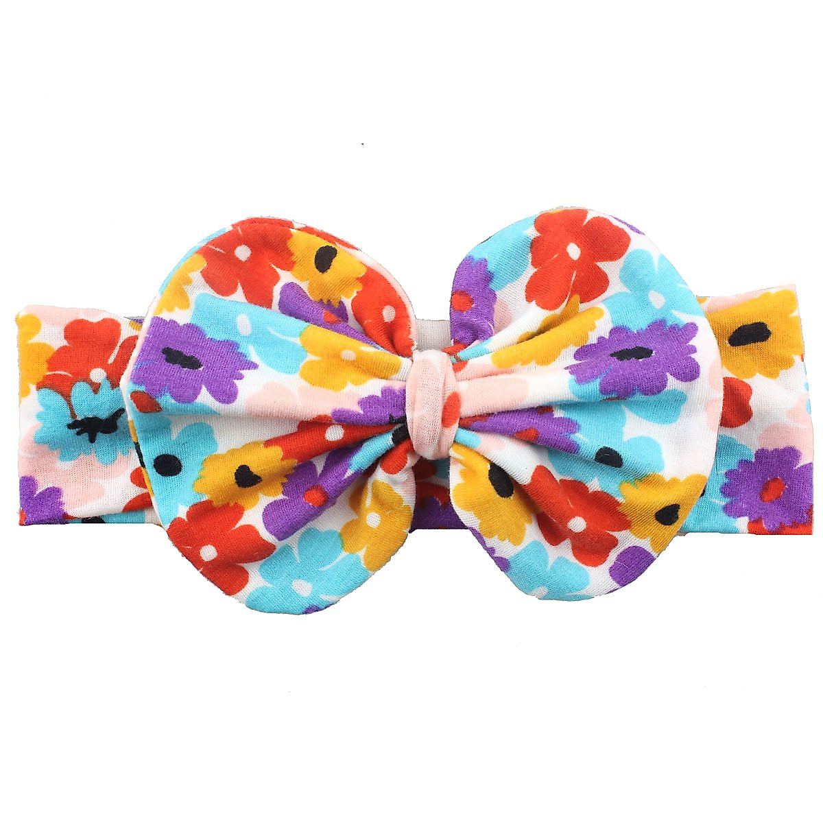 CÉLLOT 6 Pack Baby Girls Big Hair Bows Flower Pattern Boho Headbands Mix color Hair Wrapped Headbands Turban Knotted Headbands for Baby Girls and Infants