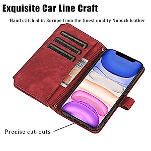 ZCDAYE Wallet Case iPhone 11(6.1 inches), iPhone 11 Phone Case with Strap, Premium Zipper (with Wristlet) Flip Leather Phone Case for iPhone 11(6.1 inches) - Red