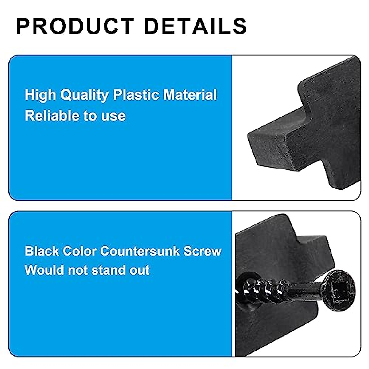 LifCratms 50Pcs Hidden Fasteners Clips for Deck Fastening, Black Nylon Plastic T Clips with Metal Screws for Composite Decking Boards Universal Deck Fastener Clips System