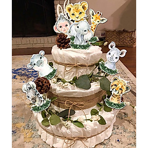 24Pcs Safari Centerpiece Sticks, Jungle Animals Baby Shower Party Decorations Table Toppers for Boys Kids, Safari Themed Party Supplies, Wild One Birthday Party Decorations