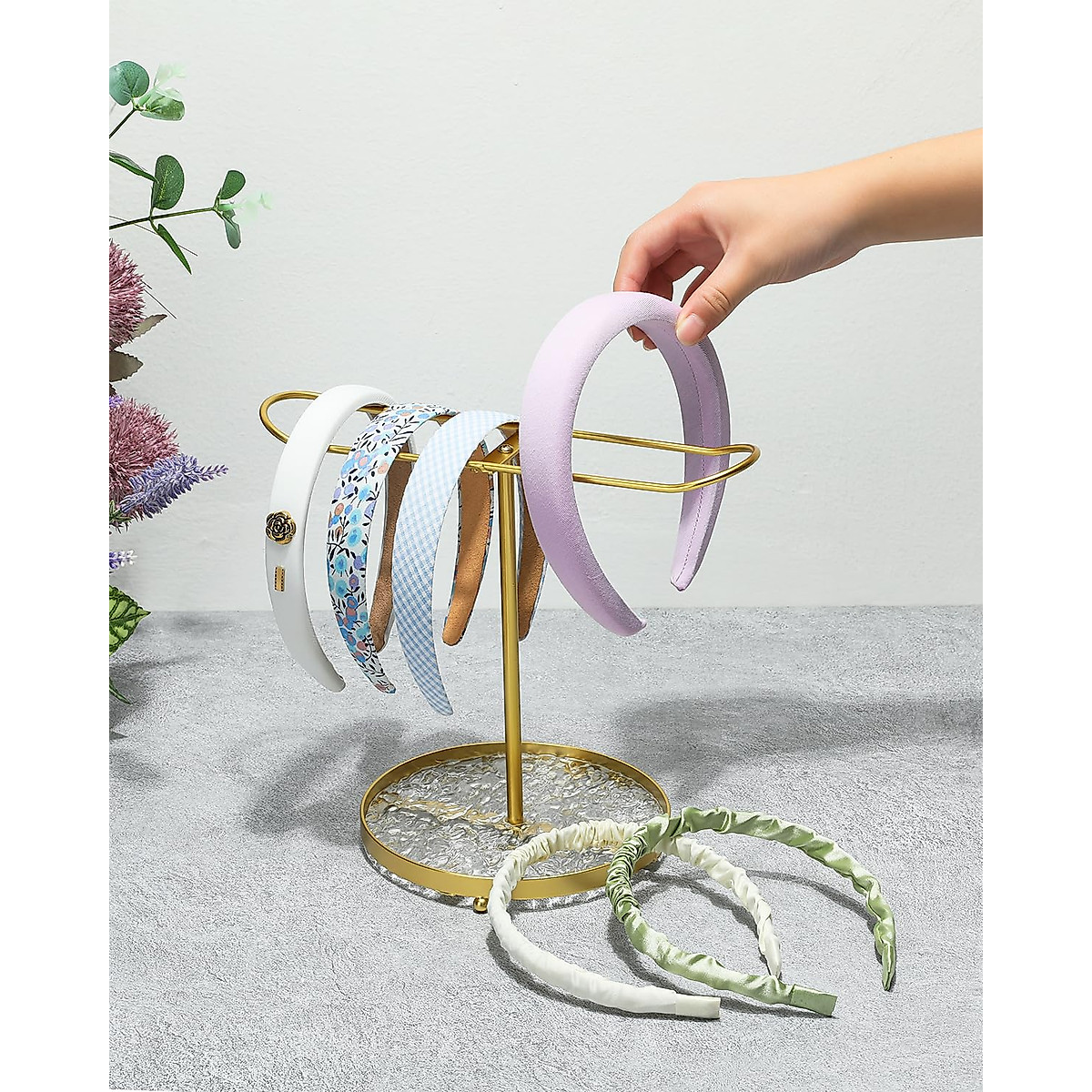 Headband Holder Organizer, Water Ripple Acrylic Headband Storage Display for Women Girl, Hair Bow Organizer Holder for Hair Accessories, Prefect for Disney Mickey Ear Bracelet Hair Clip Jewelry