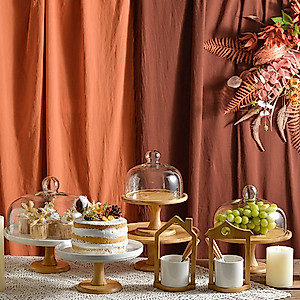 DOITOOL 1 Set Cake Plate with Dome Footed Pastry Wood Service Stand Glass Food Plate Lid Cupcake Stand Plate Server Baking Cake Dessert Display Platter Cover
