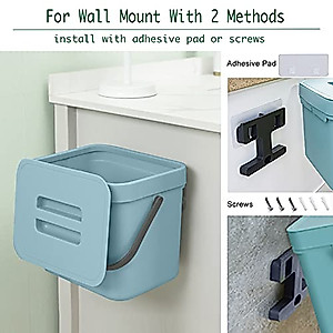 Kitchen Compost Bin, LALASTAR Hanging Trash Can with Lid for Kitchen Cabinet Door, Under Sink, Wall Mounted Waste Bin for Bathroom, 1.8 Gallon, Blue