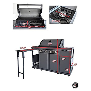 Rustler2 Four(4) Burner Gas Grill Center & Kitchen Island by Brand-Man Grills