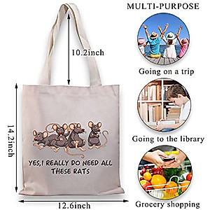 BDPWSS Rat Tote Bag For Rat Keeper Lover Gift Cute Rat Mom Gift Yes I Really Do Need All These Rats Canvas Handbag (Do need rats TG)