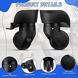 Silkfly 4 Pcs Luggage Wheels Replacement Travel Suitcase Caster Wheels Mute Bearing Swivel Wheel with Screw Replacement Left and Right Wheels for Luggage (Small Hole Pitch 1.18"/1.3"/1.54"/1.77")