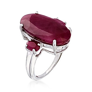 Ross-Simons 15.20 ct. t.w. 3-Stone Ruby Ring in Sterling Silver. Size 7