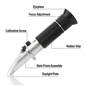 Beer Wort Refractometer for Homebrewing Beer, Dual Scale Specific Gravity 1.000-1.130 and Brix 0~32%, Beerbrewing Refractometer Hydrometer with (ATC) Autoction Temperature Compensation
