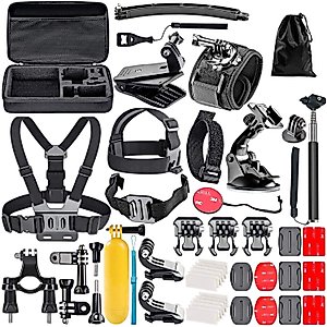Navitech 50-in-1 Action Camera Accessories Combo Kit with EVA Case - Compatible with The AKASO V50 Pro Native