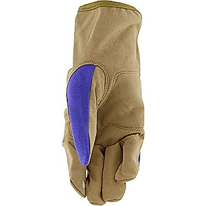 Miracle-Gro MG86206 Padded Palm Gloves – [Tan/Purple, Medium/Large], Synthetic Leather Palm, Touchscreen Compatible (Pack of 2)