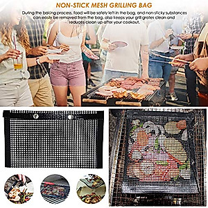 Eurobuy BBQ Mesh Grill Bags,Non-Stick High Temperature Resistance Reusable Grilling Pouches Outdoor Picnic Tool Easy to Clean