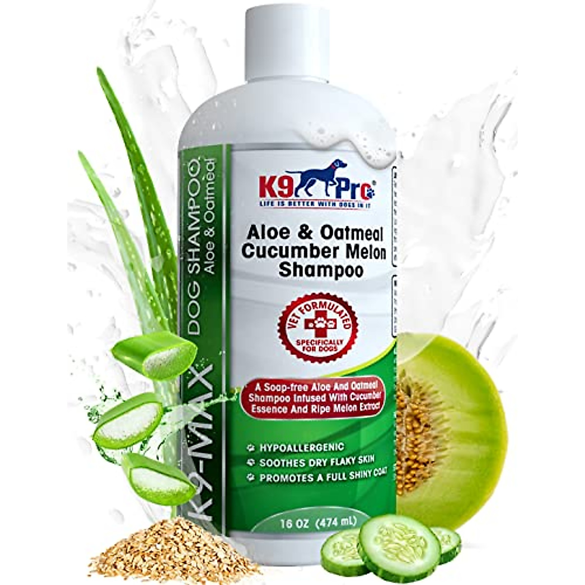 Oatmeal Dog Shampoo and Conditioner - for Dogs with Allergies and Dry Itchy Sensitive Skin. Best Hypoallergenic Medicated Tear Free Anti Itch for Puppy - with Aloe Cucumber Essence and Melon Extract