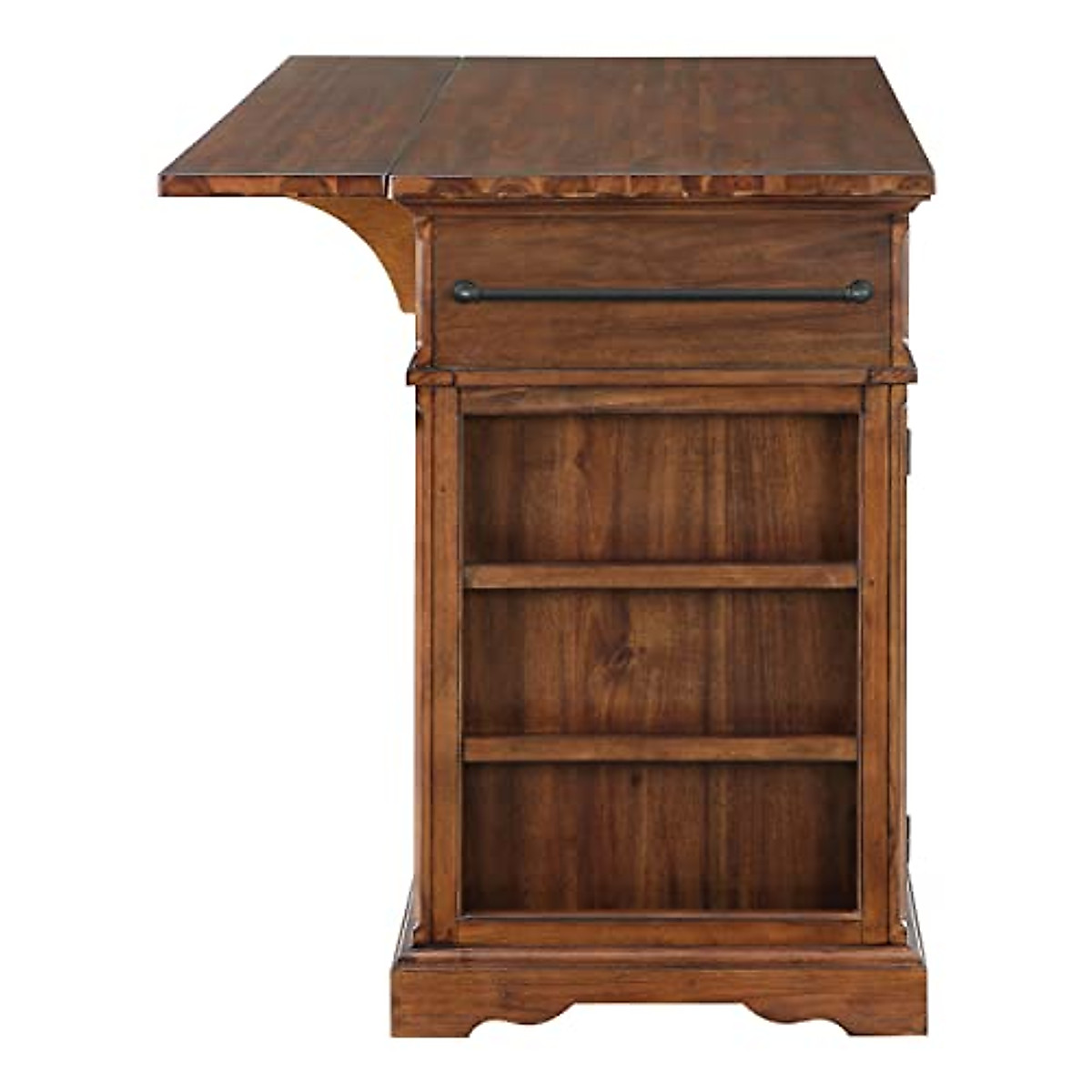 OSP Home Furnishings Palisade Kitchen Island with 3 Drawers and Cabinets with Adjustable Shelves and Pan Storage, Oak Finish