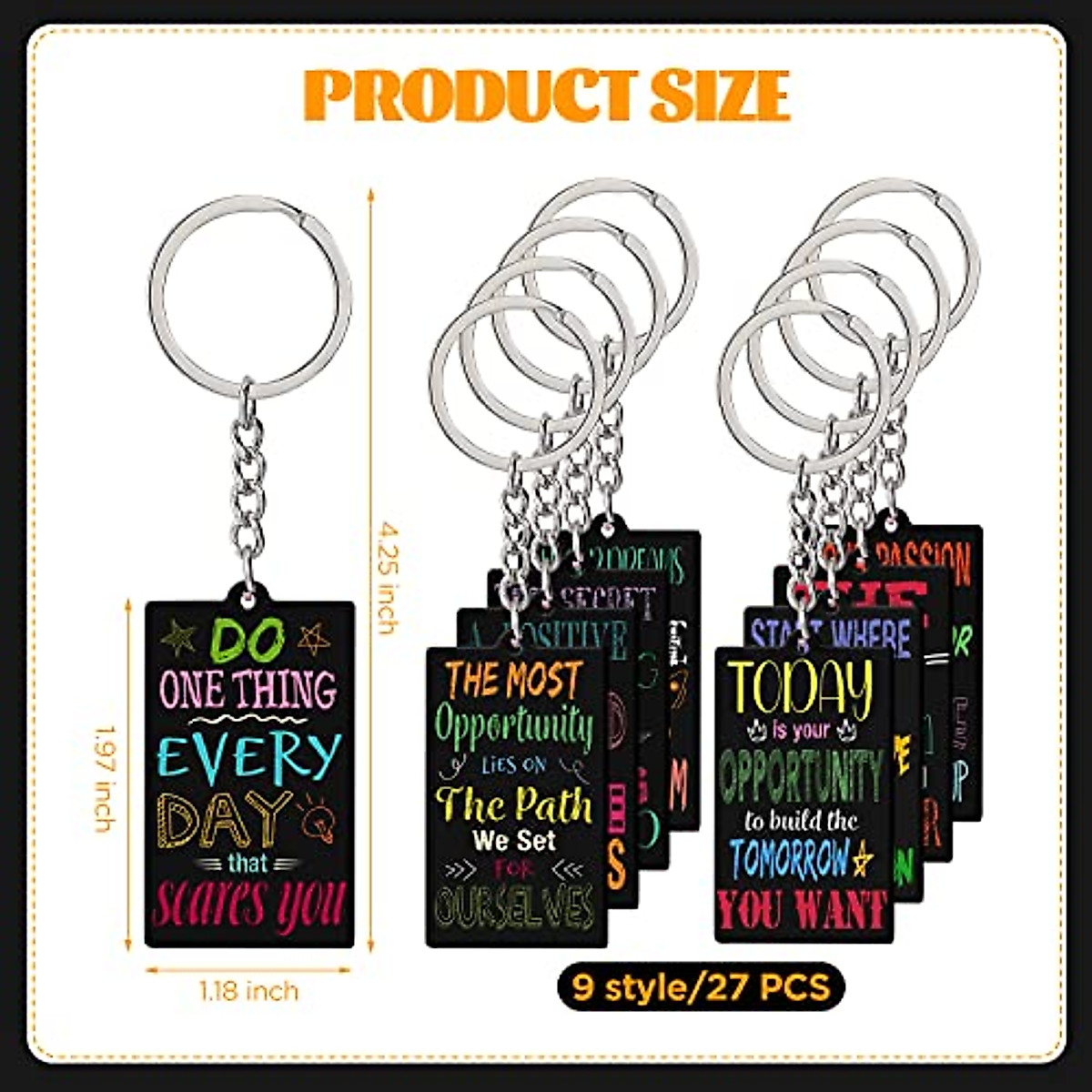 RUMIA 27pcs Inspirational Quote Keychains Acrylic Motivational Keychains Graduation Party Favors Mothers Day Birthday Gifts for Employee Coworkers Women Men Teacher Appreciation Gifts