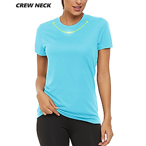 TACVASEN UV Protection Shirts for Women Summer Crewneck Tops UPF 50+ Sun Protection Short Sleeve T Shirt, Ice Blue, XL