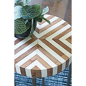 Signature Design by Ashley Cartley Accent Table, White & Light Brown