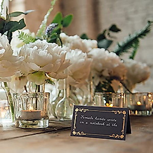 Aboofx 100 Pieces Black Place Cards for Weddings or Party, Scored for Easy Folding, Place Cards for Table Setting, Food Tent Labels, Table Tent Cards for Receptions Parties Events Celebrations