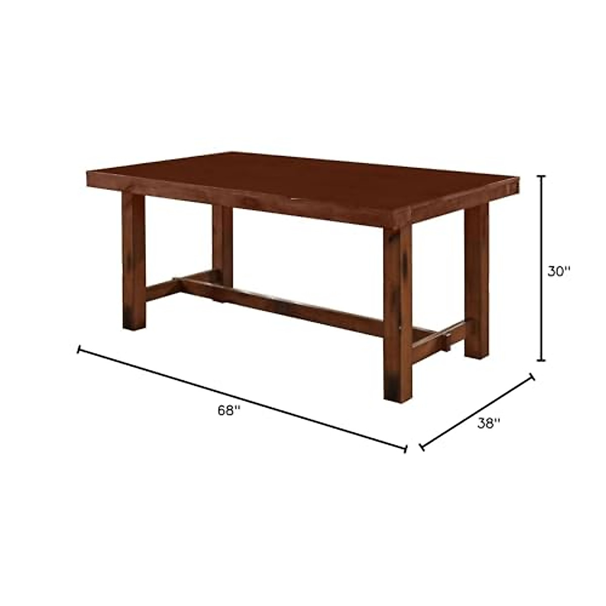 Walker Edison Rustic Farmhouse Wood Distressed Dining Room Table with Expandable Leaf Kitchen Table Set Dining Chairs, 60 Inch, 6-8 Person, Oak Brown