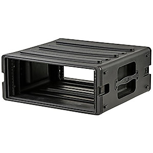SKB Cases 4U rSeries Standard Roto Molded LLDPE Rack with Flush Carry Handles and Non-Slip Rubber Feet, Includes Rack Mount Screws