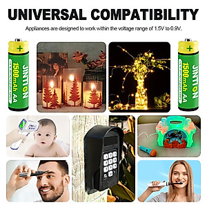 JINTION AA Rechargeable Batteries, Double A Ni-MH High Capacity 1.2V 1500mAh Pre-Charged AA Solar Battery for Solar Lights String Lights Remotes Toys, 4 Pack