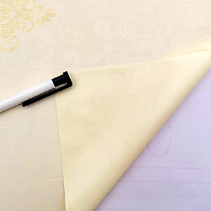 Yifely Light Beige Damask Shelf Liner Easy to Apply Furnitrue Coutertop Decor PVC Paper Self-Adhesive 17.8 Inch by 9.8 Feet