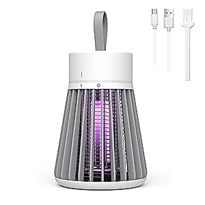 ELLASSAY Electric Bug Zapper for Indoor & Outdoor - Rechargeable Mosquito and Fly Killer Portable USB LED Purple Light Trap Have Security Grid Home, Bedroom, Backyard Camping Using, Grey